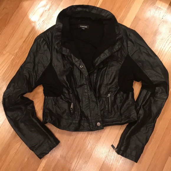 bebe | Jackets & Coats | Bebe Black Leather Moto Jacket L | Poshmark